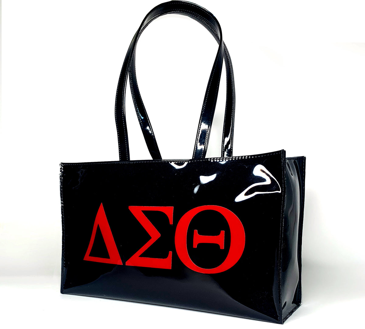 Delta Sigma Theta Medium Classic Black Patent Tote Bag – 1-800-LOVE-DST